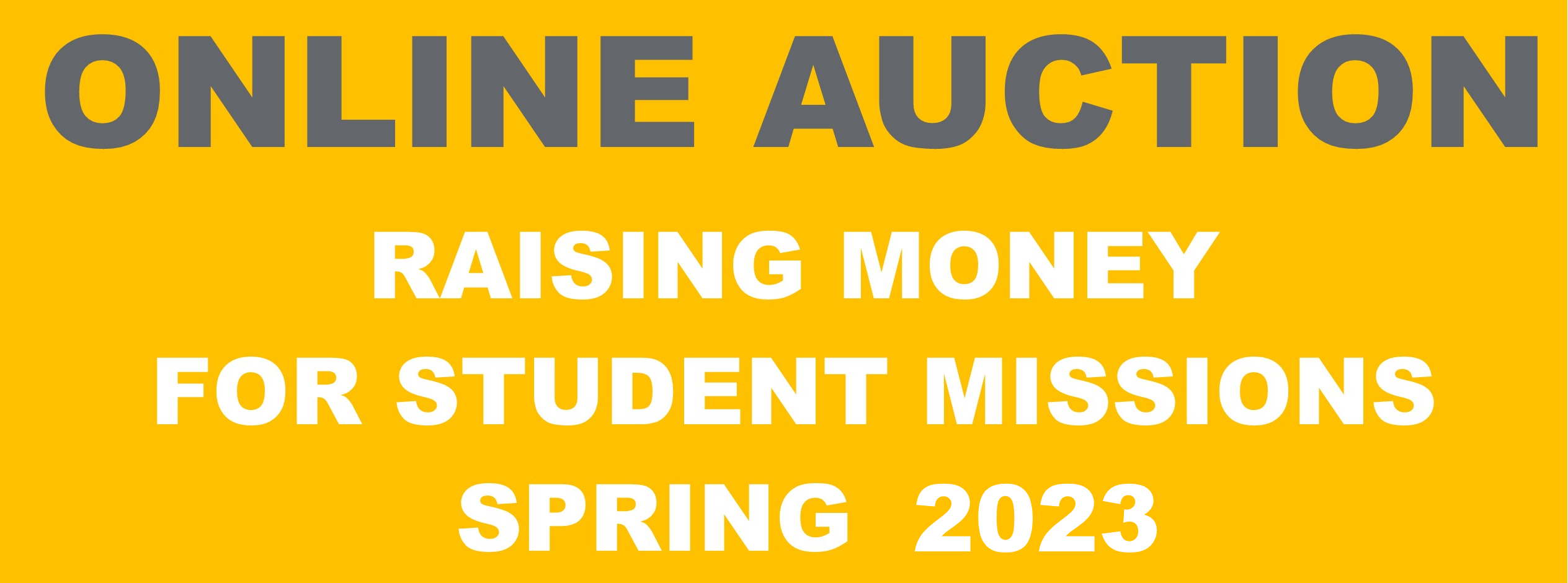 Launch Campus Ministry, INC Missions Auction, Spring 2023 Banner