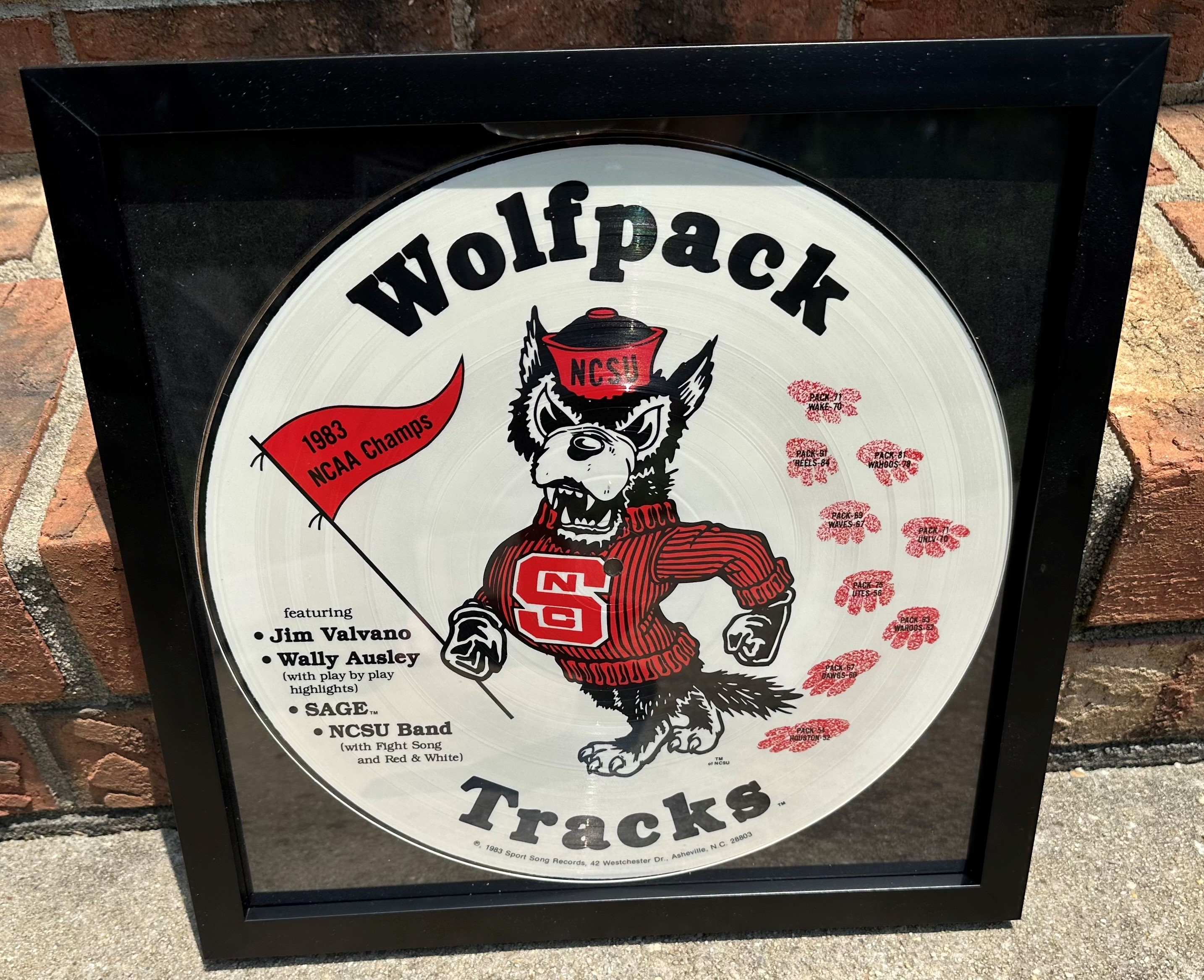 Framed 1983 Wolfpack Tracks- Jimmy V album RARE
