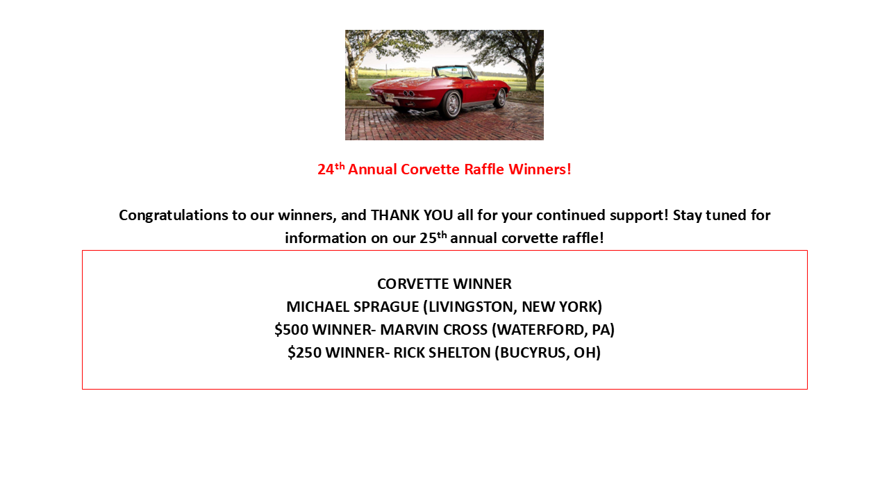 CCABC 24TH annual Corvette raffle Banner
