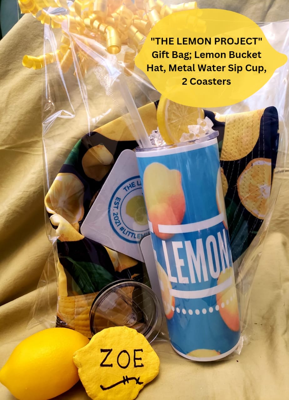 The Lemon Project Gift Bag - Lemon bucket hat; Metal Water Sip Cup; 2 ...